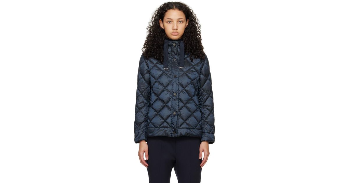 Max Mara Navy Risoft Reversible Down Jacket in Black | Lyst