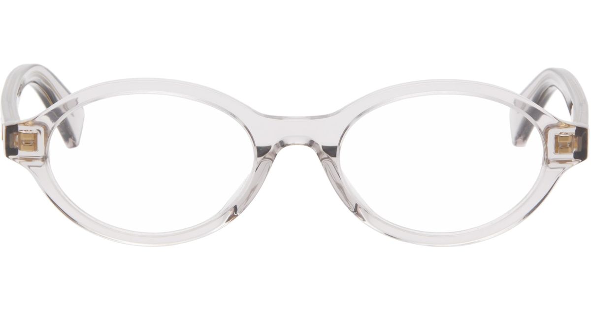 Bottega Veneta Transparent Triangle Stud Logo Round Glasses in Black ...