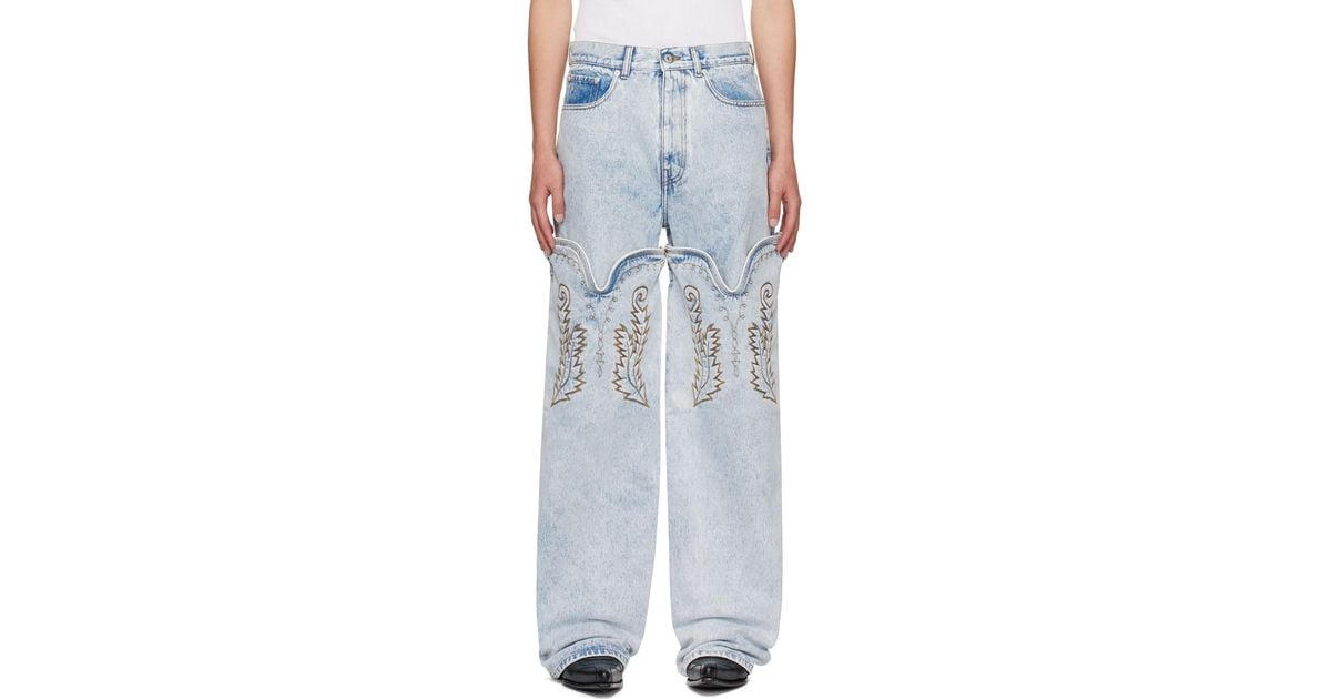 Y. Project Ssense Exclusive Maxi Cowboy Cuff Jeans in Blue for Men | Lyst