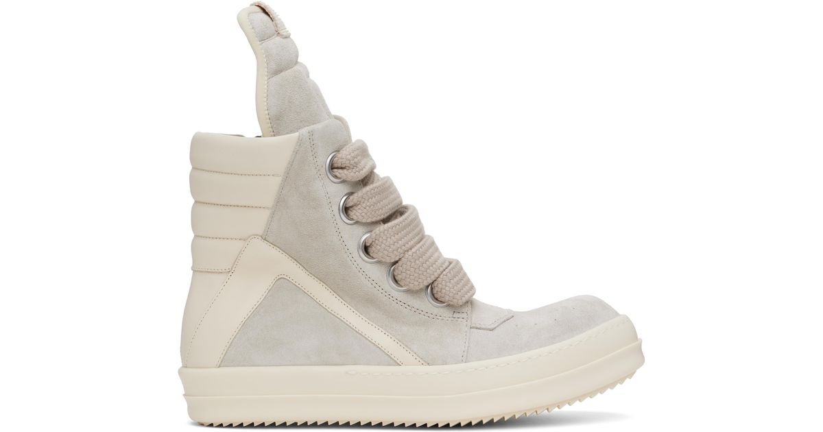 Rick Owens Off- Hollywood Jumbolace Geobasket Sneakers in White for Men ...