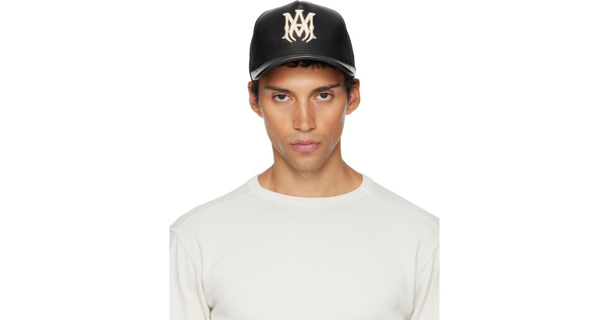 Amiri Leather Ma Trucker Cap in White for Men | Lyst