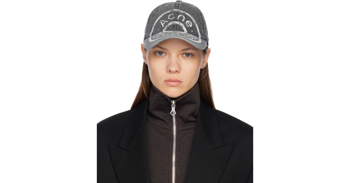 Acne Studios Denim Logo Cap in Black | Lyst UK