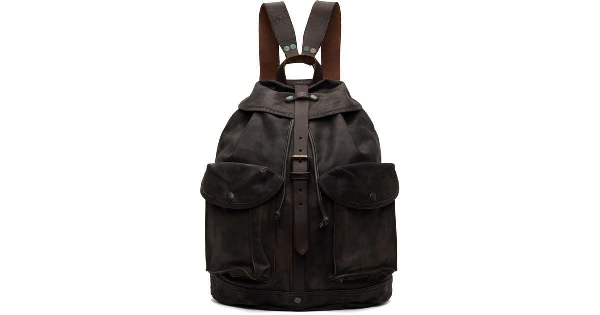 RRL Leather Backpack in Black for Men | Lyst