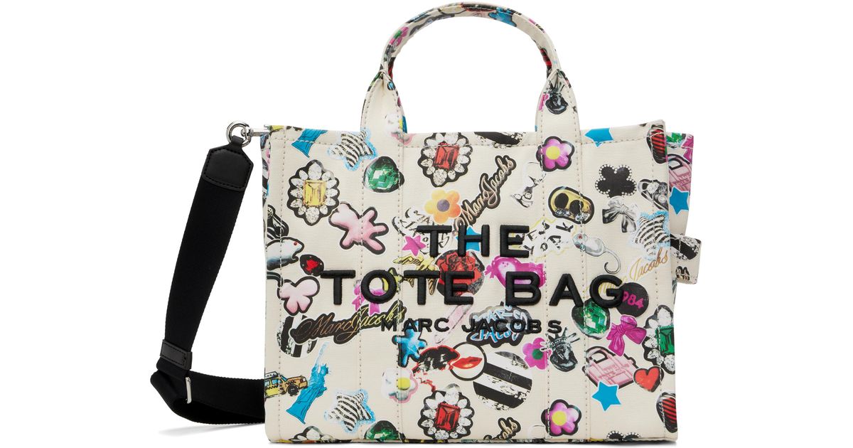 Marc Jacobs 'The Sticker Canvas Medium' Tote in White | Lyst