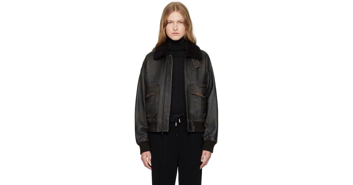 The Row Adonis Leather Jacket in Black | Lyst