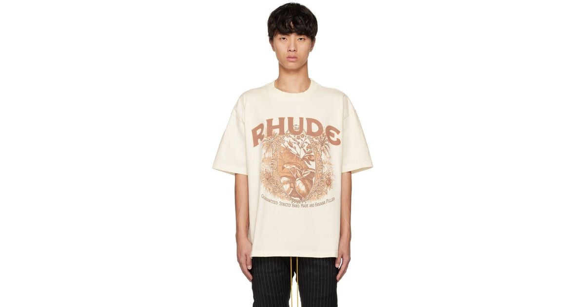 Rhude White Cigaro T-shirt in Natural for Men | Lyst