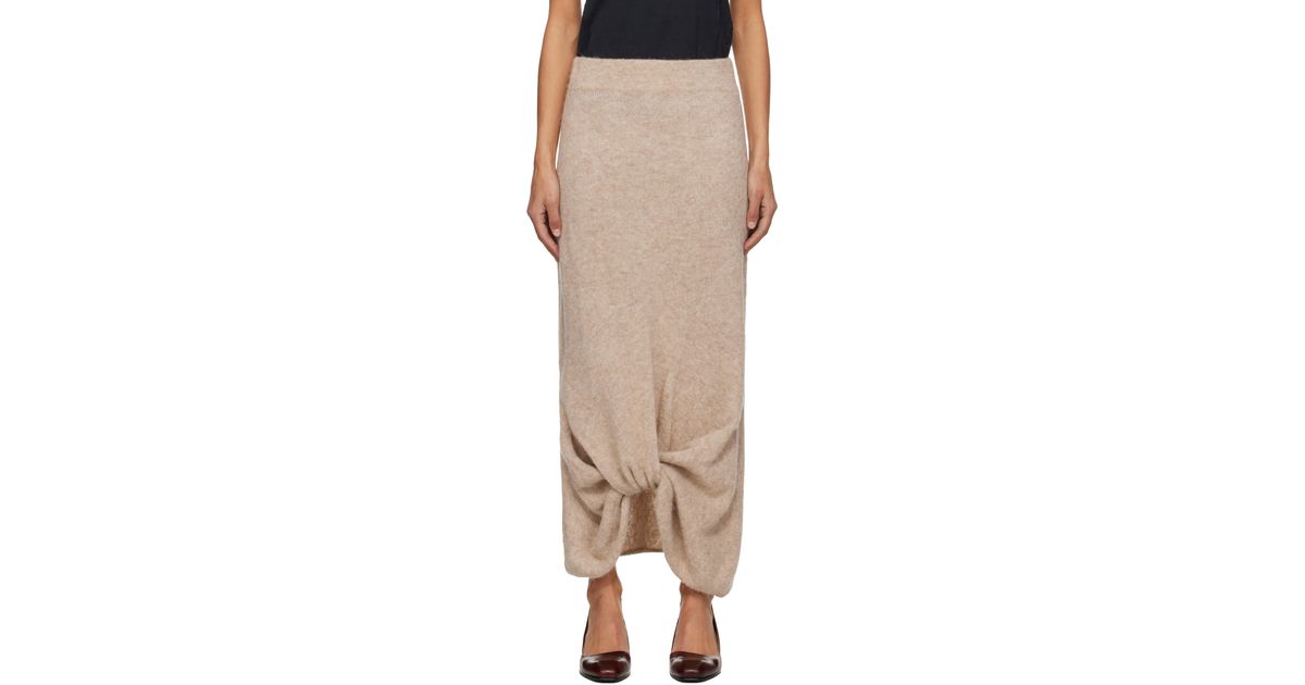 Lauren Manoogian Knot Midi Skirt in Natural | Lyst