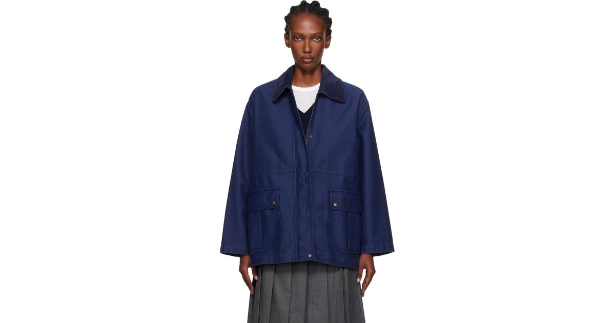 NOTHING WRITTEN Mole Skin Hunting Cotton Jacket in Blue | Lyst UK