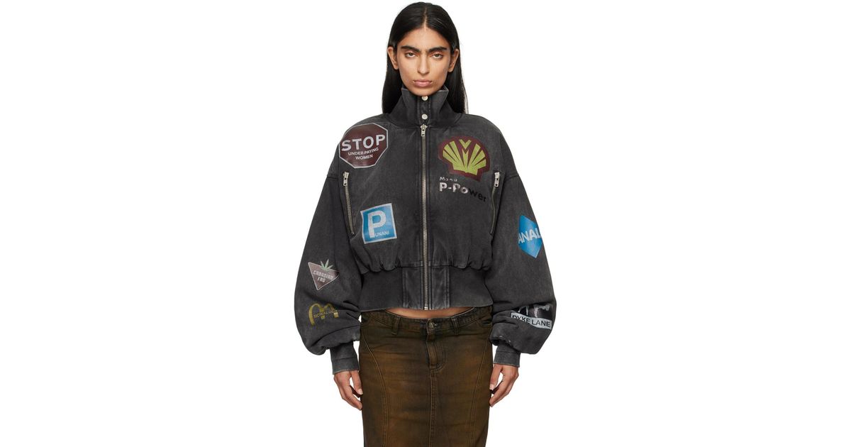 Mowalola Crash Bomber Jacket in Black | Lyst