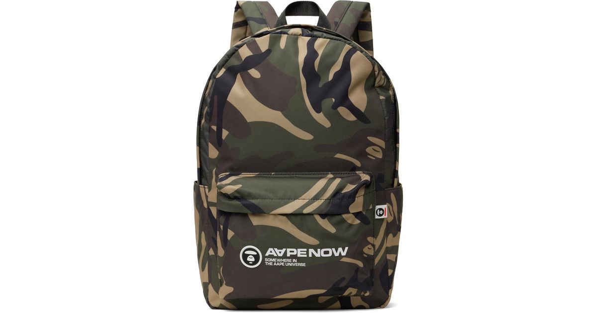Aape By A Bathing Ape Khaki Moonface Patch Camo Backpack in Black for ...