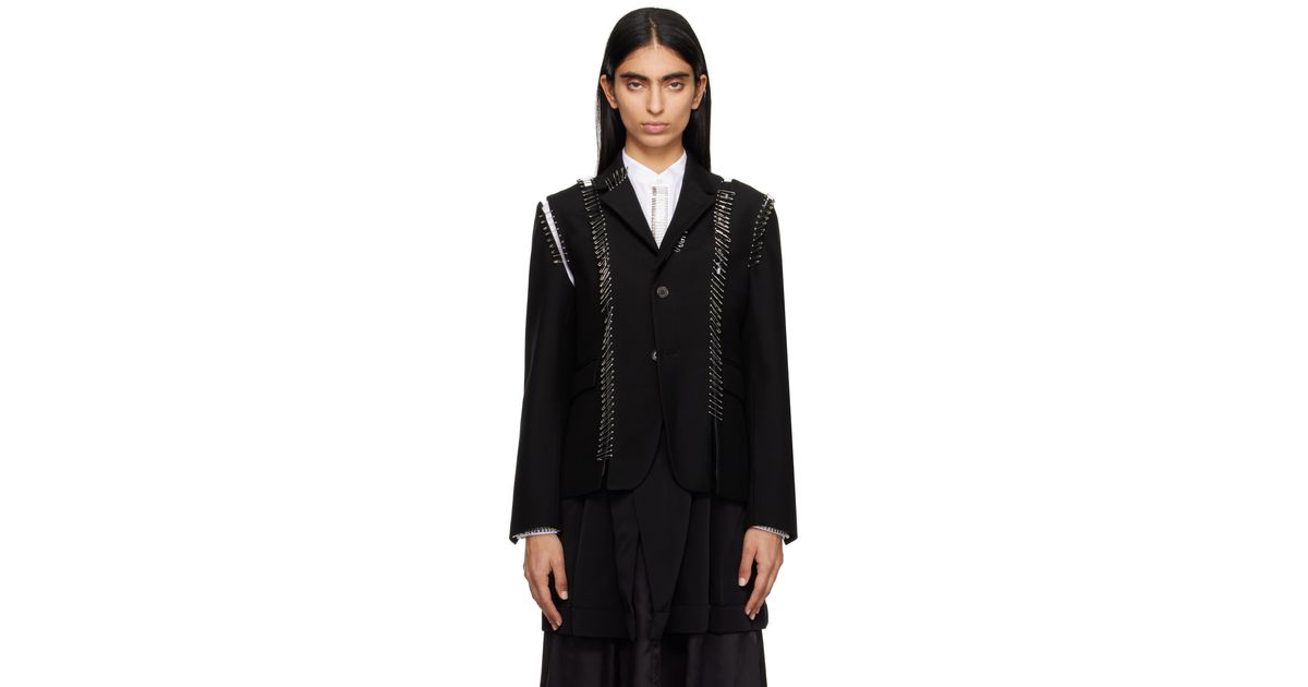 Noir Kei Ninomiya Safety Pin Blazer in Black | Lyst