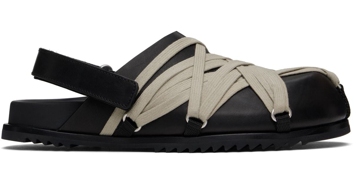 Rick Owens Hollywood Megalaced Granola Mules in Black | Lyst