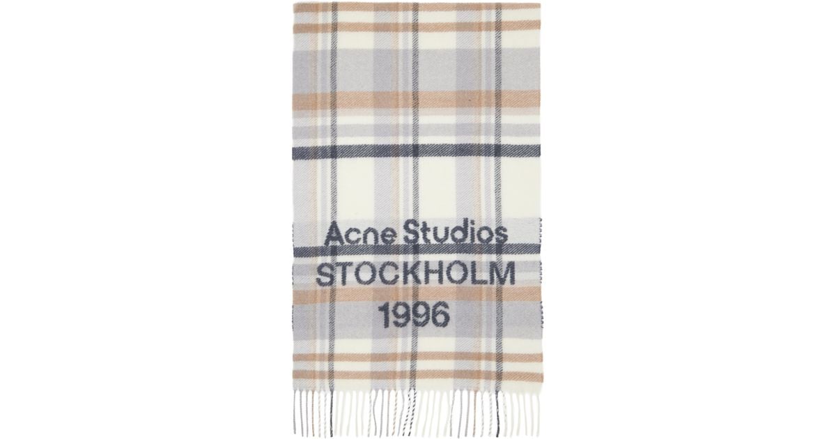 Acne Studios Check Logo Wide Scarf | Lyst UK