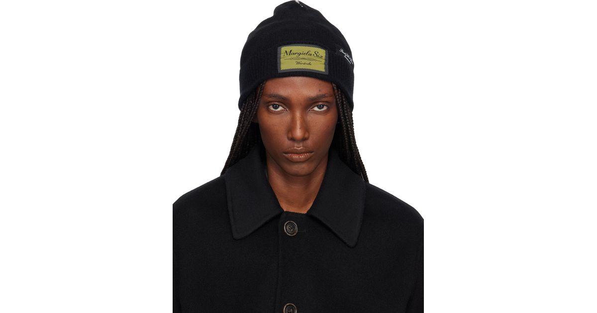 MM6 by Maison Margiela Access Labels Story Beanie in Black | Lyst UK