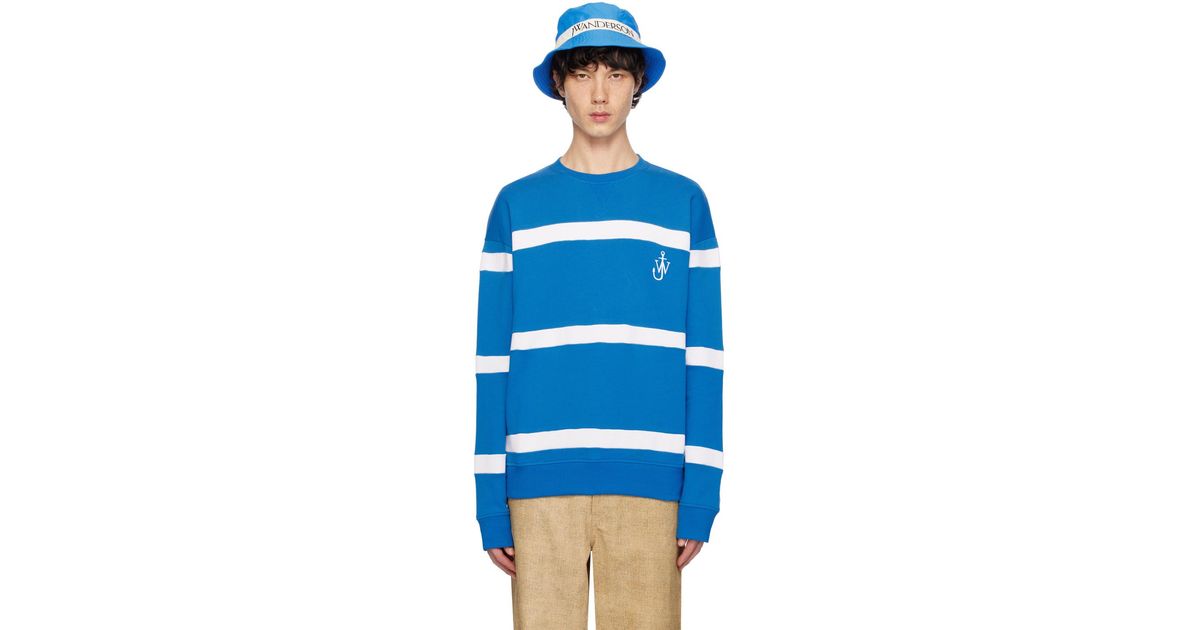JW Anderson Blue & White Striped Sweatshirt for Men | Lyst