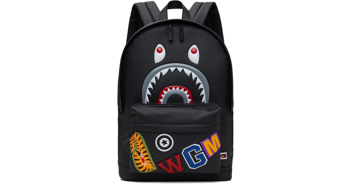 A Bathing Ape Shark Daypack Backpack in Black for Men | Lyst