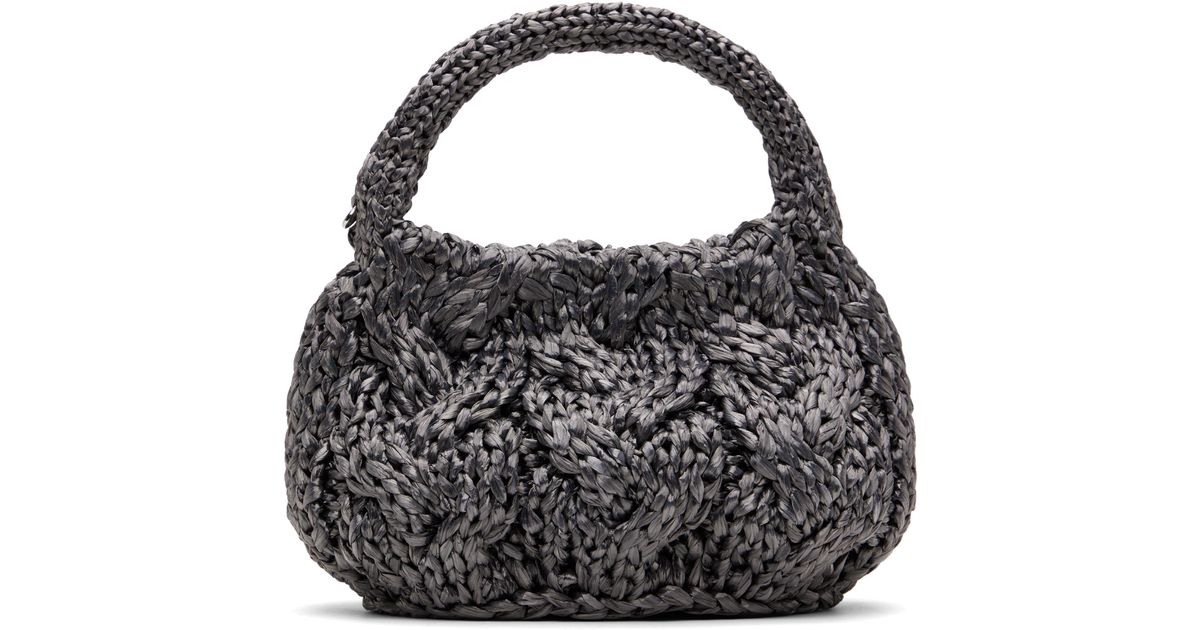 JW Anderson Gunmetal Small Cable Knit Bag in Black | Lyst