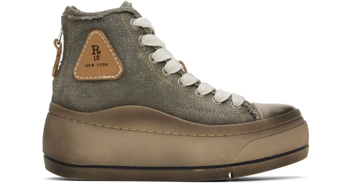 R13 Khaki Kurt High Top Sneakers in Black | Lyst
