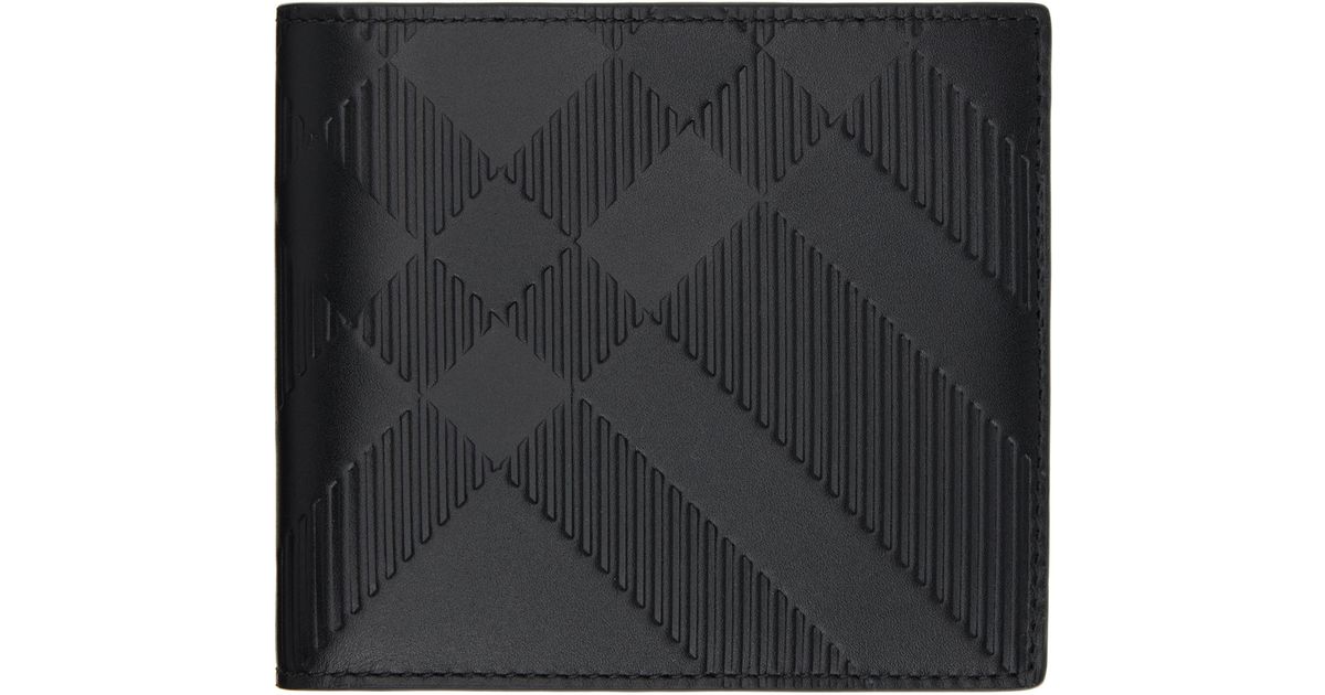 Burberry Embossed Check Bifold Coin Wallet in Black for Men | Lyst