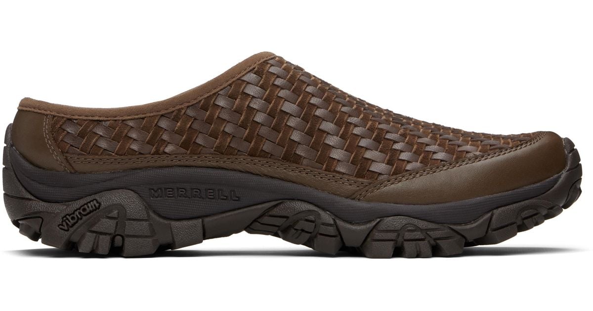 Merrell Moab 2 Slide Leather Woven Loafers in Black for Men | Lyst