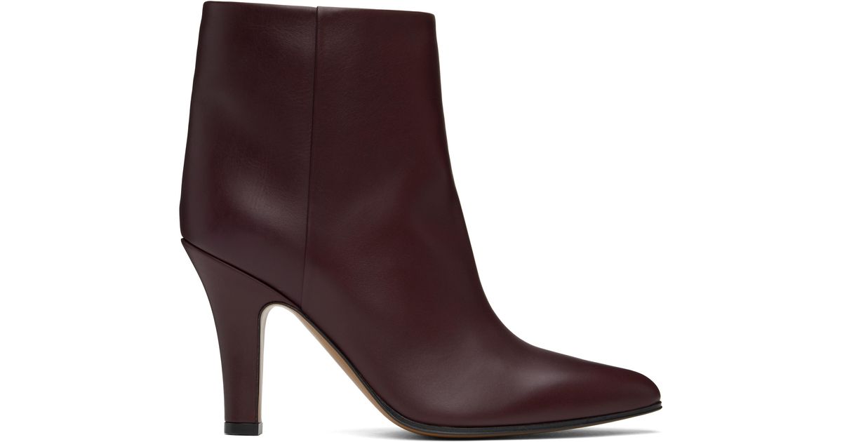 The Row Burgundy Prudens Boots in Purple | Lyst