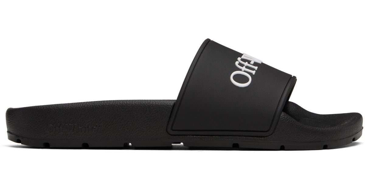 Off-White c/o Virgil Abloh Bookish Pool Slides in Black for Men | Lyst