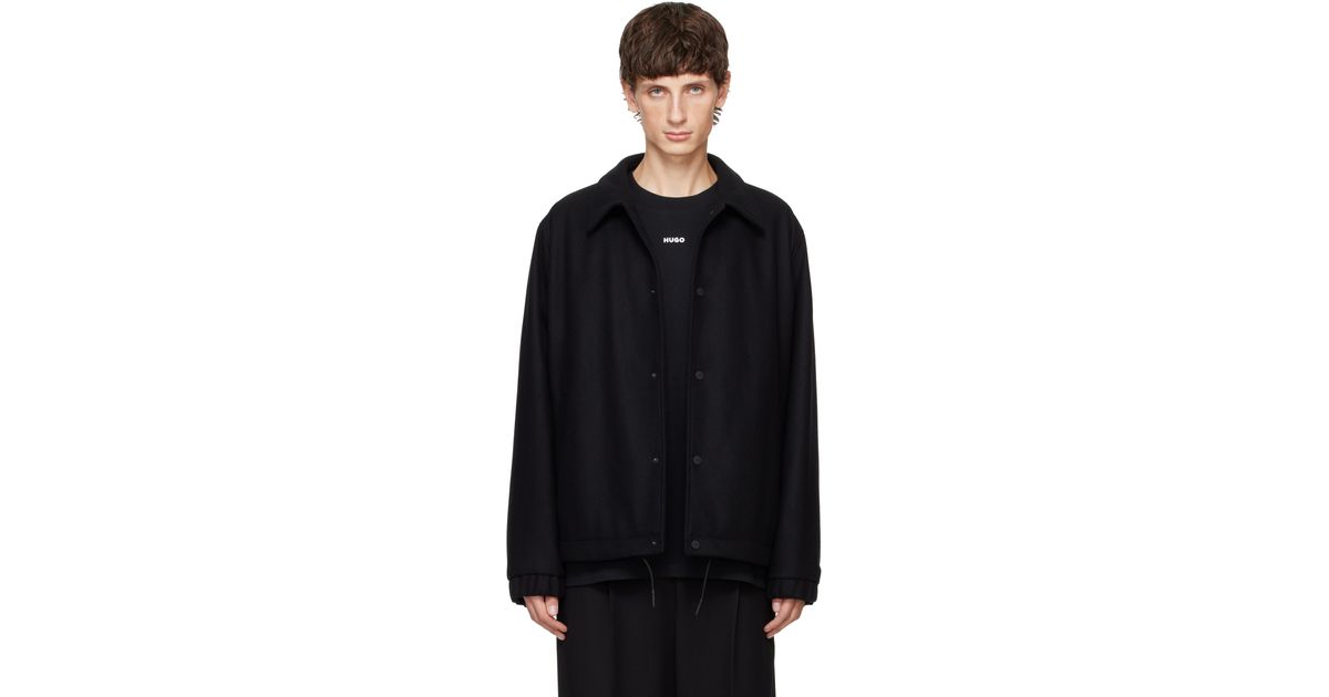 HUGO Wool Coach Jacket in Black for Men | Lyst