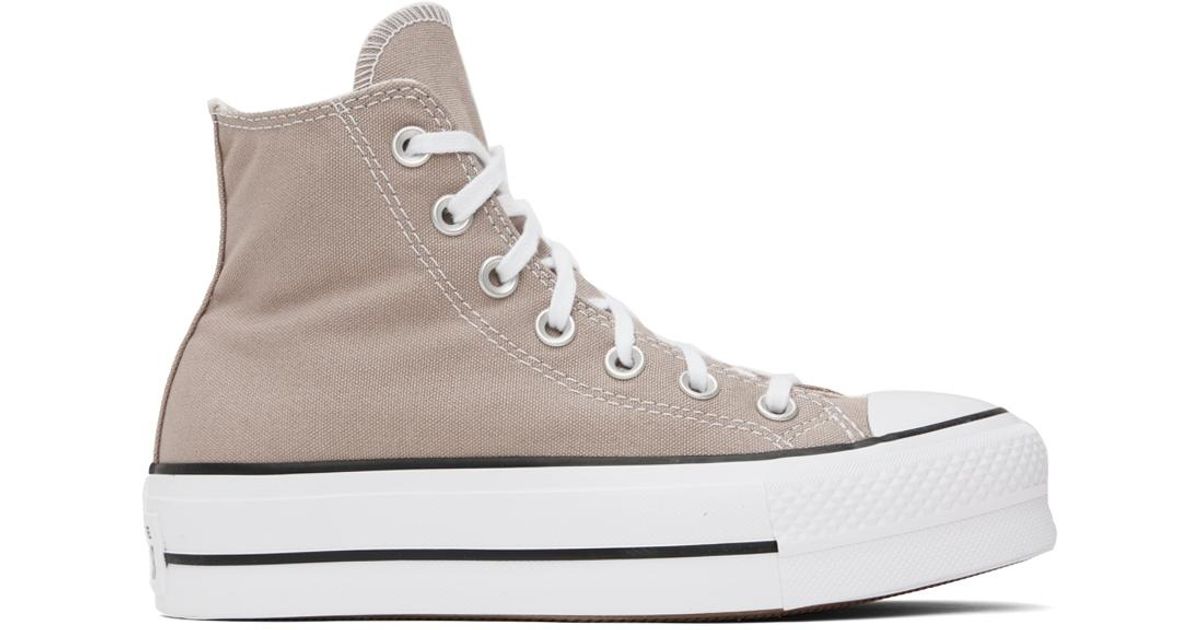 Converse Taupe Chuck Taylor All Star Lift Platform High Top Sneakers in ...