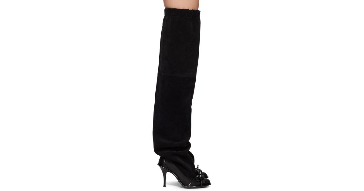 August Barron Double Thigh High Tall Boots in Black | Lyst UK