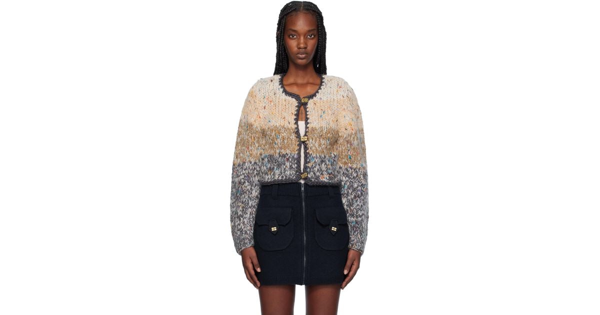 Ganni Hand-Knit Cropped Cardigan in Black | Lyst