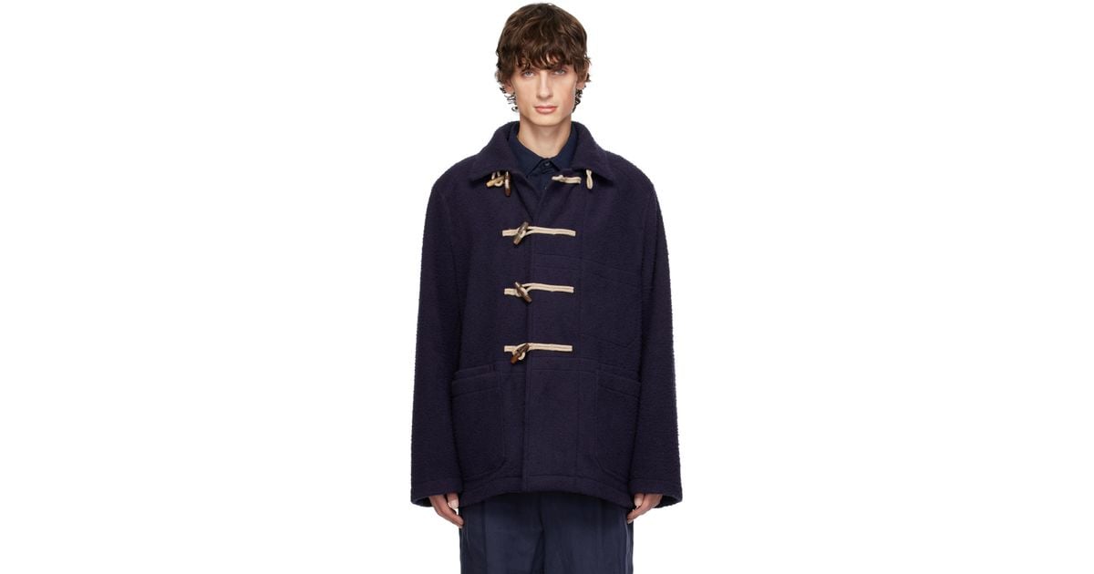 Drake's Casentino Wool Short Duffle Jacket in Blue for Men | Lyst