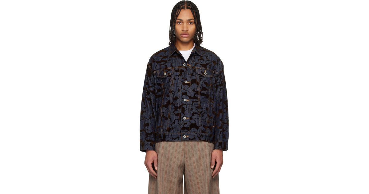 A Bathing Ape Camo Flocked Denim Jacket in Black for Men | Lyst UK