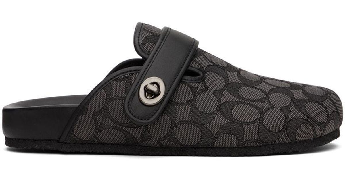 COACH Gray & Black Signature Jacquard Clogs for Men | Lyst