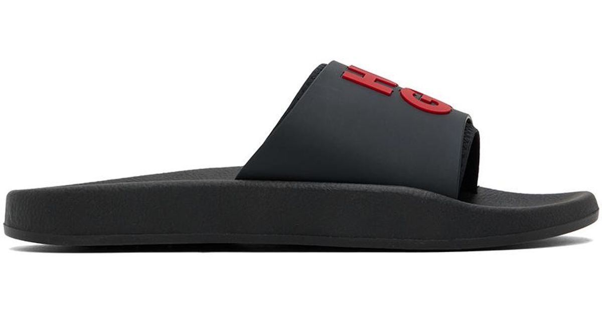 HUGO Logo-branded Slides in Black for Men | Lyst