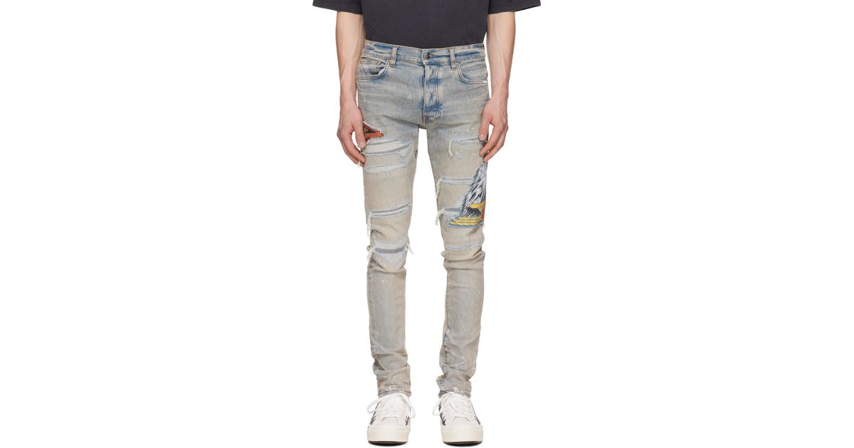 Amiri Ma Cement Thrasher Skinny Jeans in Blue for Men | Lyst