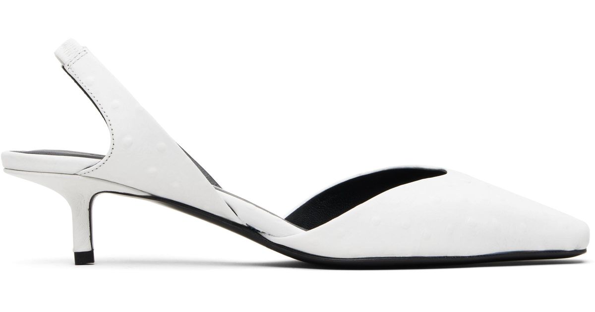 Loulou de Saison Sully Ostrich-Effect Leather Slingback Heels in Black ...