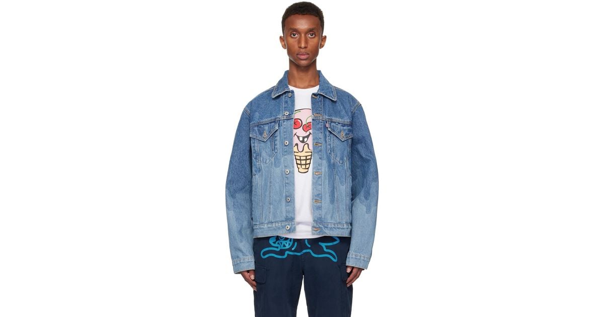 ICECREAM Lazer Drip Denim Trucker Jacket in Blue for Men | Lyst