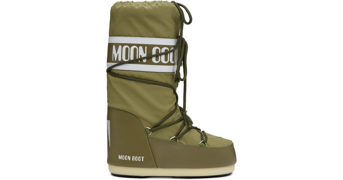 Moon Boot Khaki Icon Nylon Boots in Green | Lyst