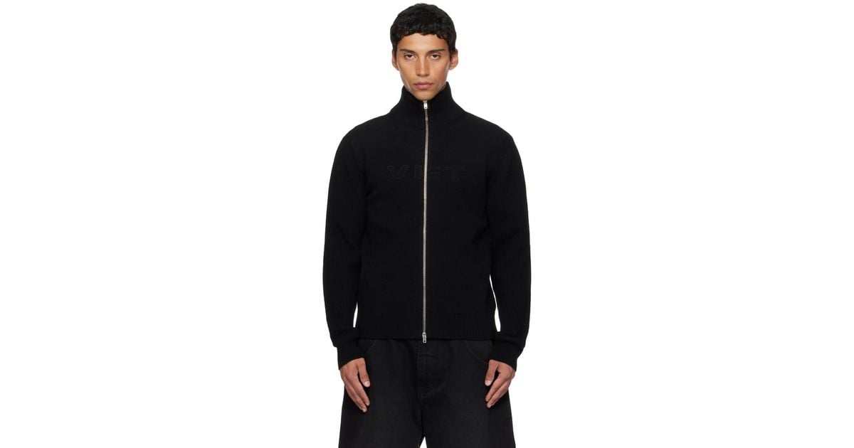 Vetements 'Vet' Zip-Up Sweater in Black for Men | Lyst UK