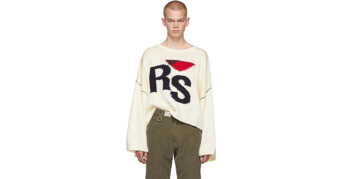 Raf Simons Cropped Rs Sweater in White for Men | Lyst