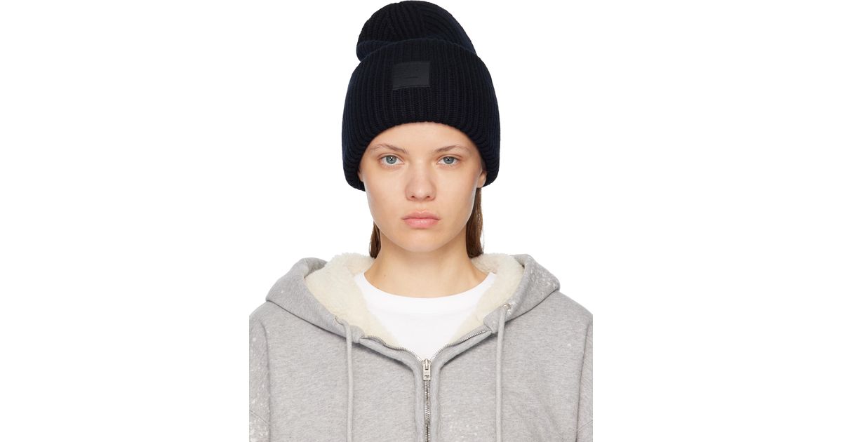 Acne Studios Large Face Logo Beanie in Blue | Lyst UK