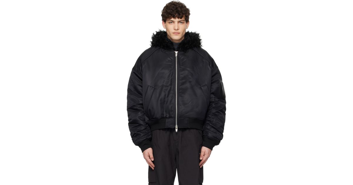 Juun.J Faux Fur Ma-1 Reversible Bomber Jacket in Blue for Men | Lyst