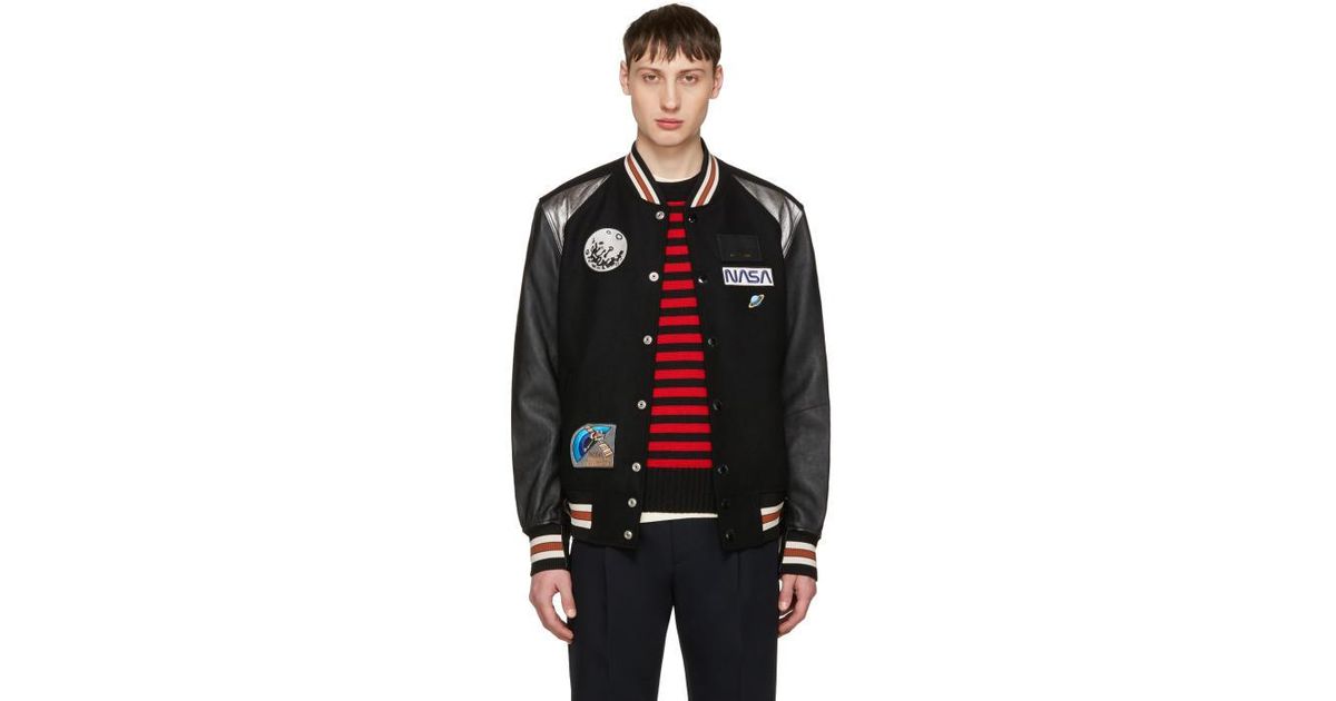 COACH Black Nasa Patches Varsity Jacket for Men | Lyst