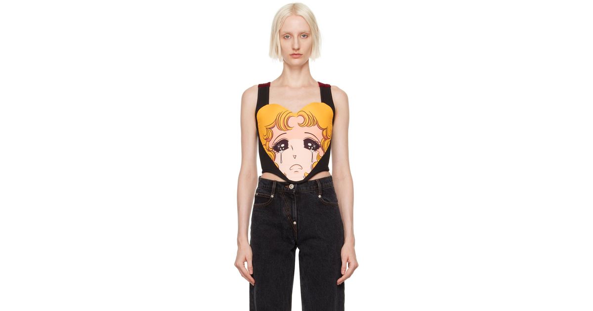 Pushbutton Crying Girl Heart Neck Sleeveless Top in Black | Lyst
