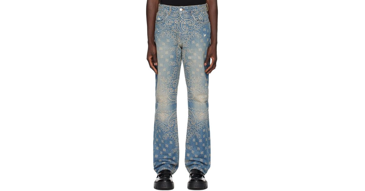 Amiri Jacquard Logo Pattern Jeans in Blue for Men | Lyst UK