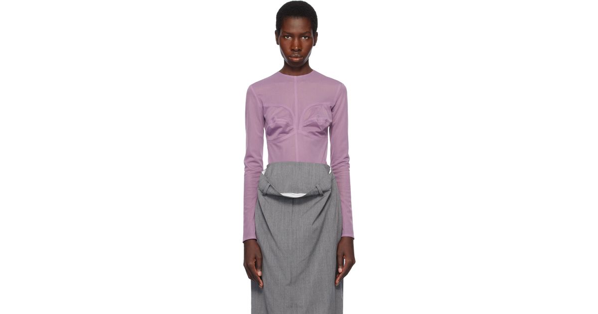 Pushbutton Dummy Shaped Mesh Top in Purple | Lyst