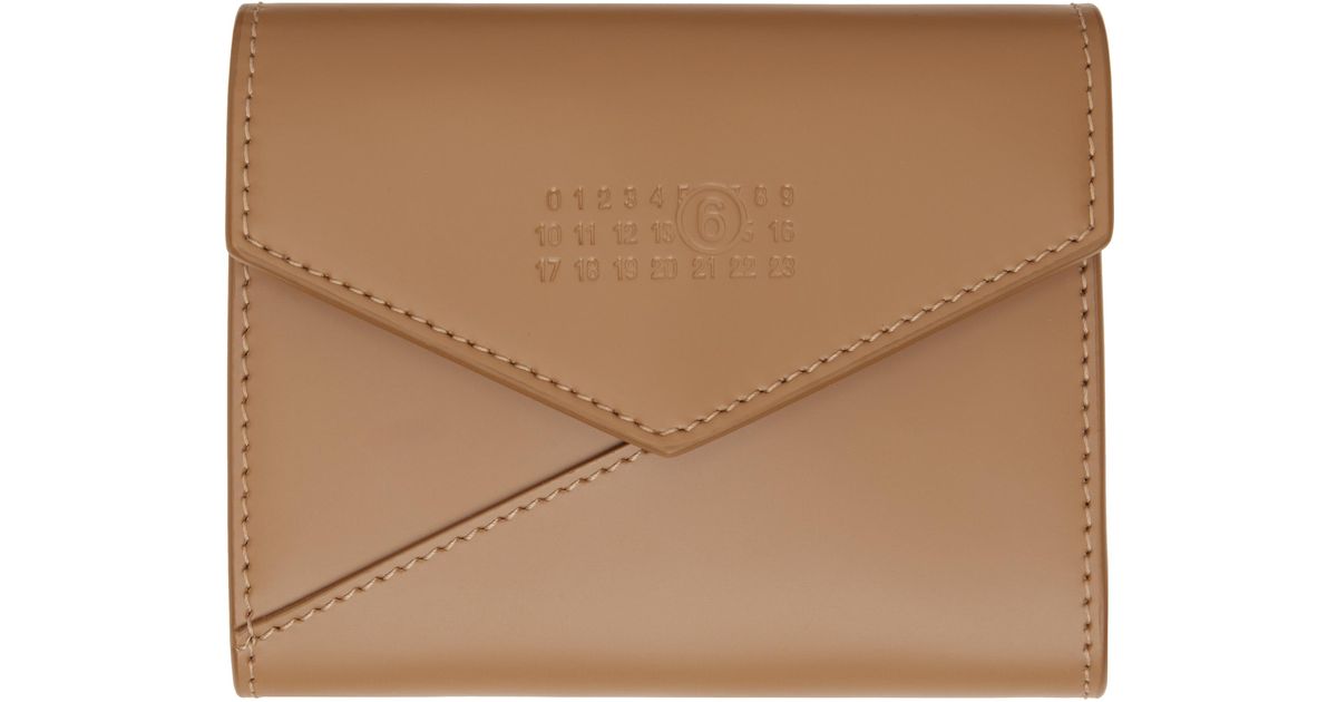 MM6 by Maison Martin Margiela Tan Leather Flap Wallet in Natural | Lyst UK