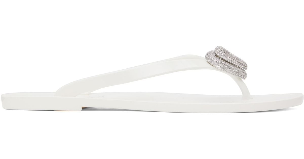 Mach & Mach Double Heart Flip-Flops in Black | Lyst