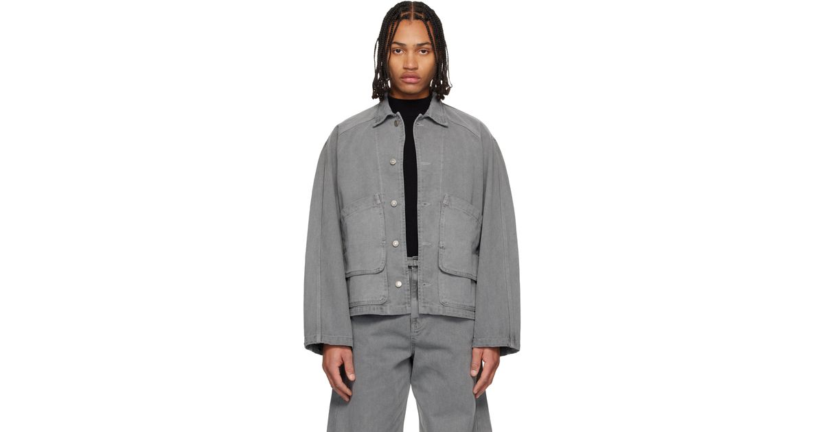 LE17SEPTEMBRE Garment-Dyed Hunting Denim Jacket in Grey for Men | Lyst UK