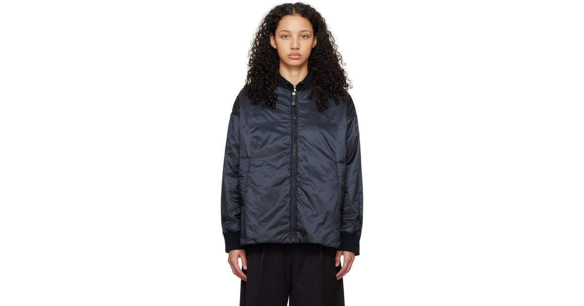 Max Mara Navy Danish Bomber Jacket in Blue | Lyst